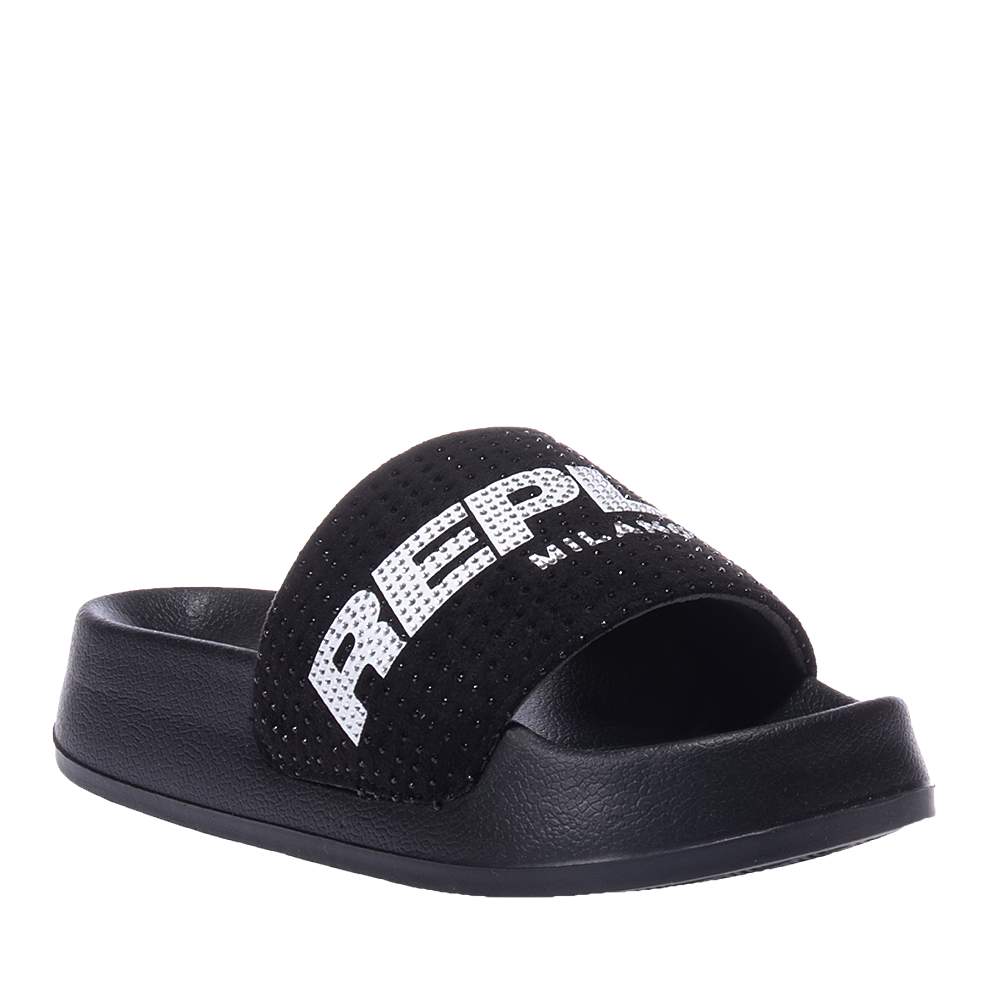 REPLAY LOTTY MILANO RF1H0011T ΜΑΥΡA SLIDES | Topshoes.gr